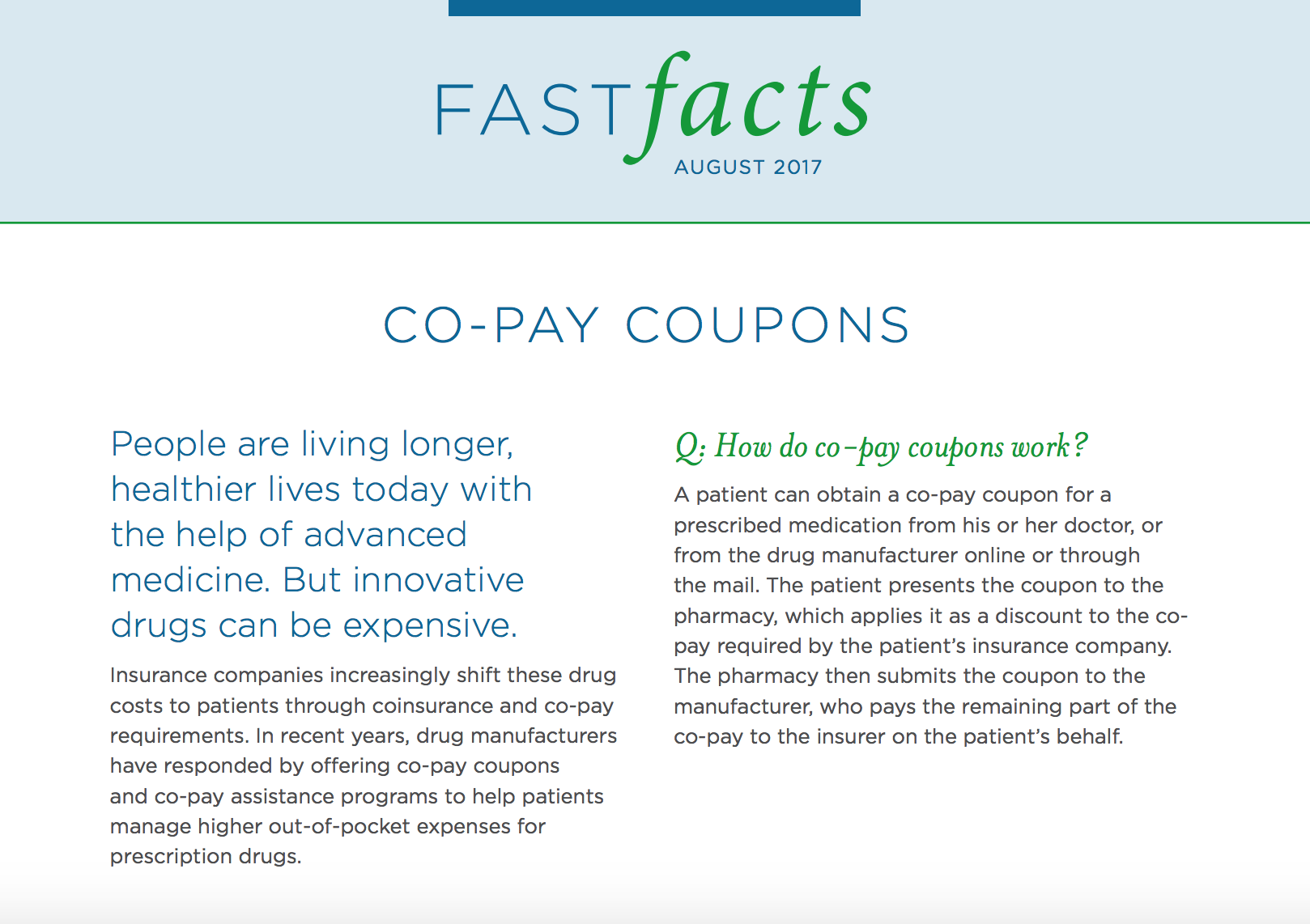 New “Fast Facts” Examines Issue of Co-Pay Coupons - Alliance for ...